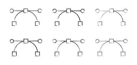 Hand Drawn Bezier Curves Icon Set In Grunge Style Vector Illustration