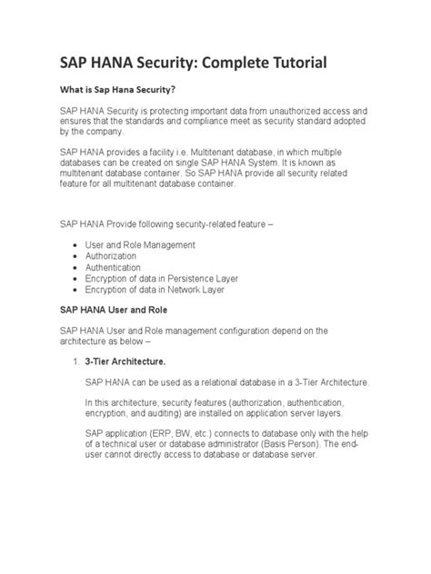 Sap Hana Security Pdf Databases Computer Data