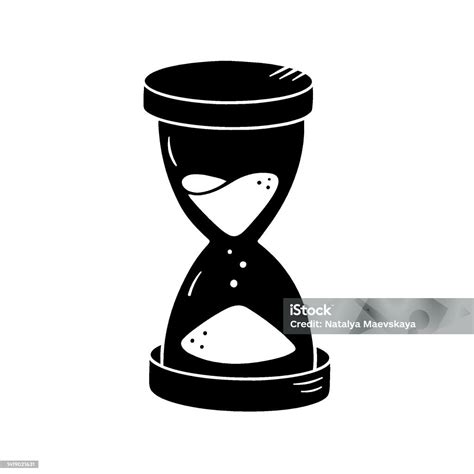 간단한 스타일의 모래 시계 실루엣 벡터 일러스트레이션 프론드와 디자인을위한 모래 시계를 스케치하십시오 흰색 배경에 격리 된 요소
