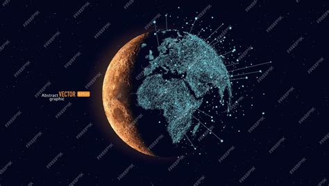 premium vector planet in space draw world map with lines abstract