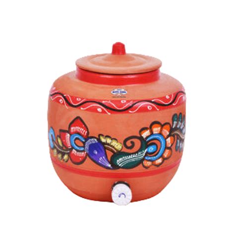 Eco Friendly Earthen Clay Water Pot 12 Litres Natural Cooling Han