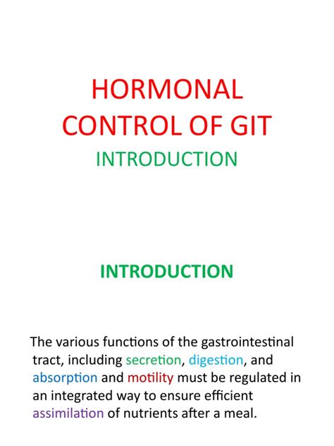 Hormonal Control Of Git Pdf Gastrointestinal Tract Stomach