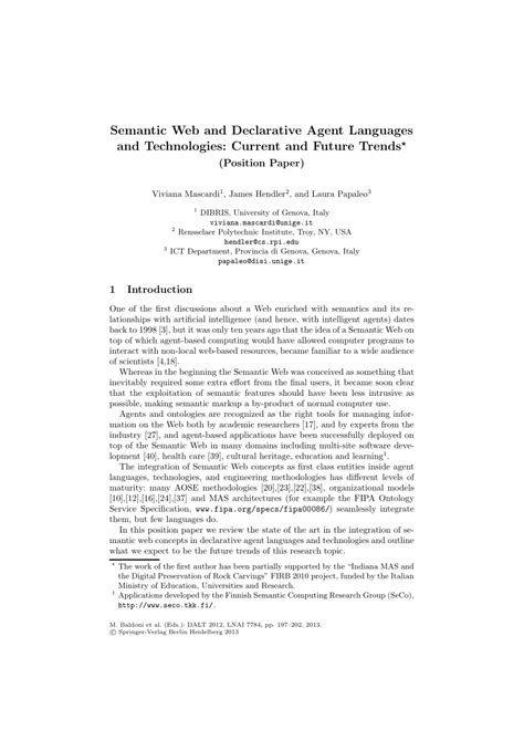 Pdf Semantic Web And Declarative Agent Languages And Technologies Current And Future Trends