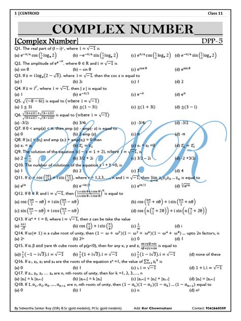 Complex Number Dpp 5 Class 11 241205 022958 Pdf