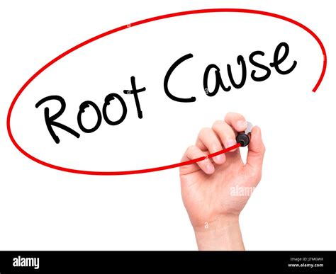 Man Hand Writing Root Cause With Black Marker On Visual Screen Isolated On White Business