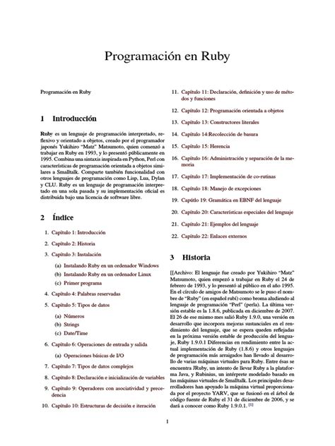 Programación En Ruby Pdf Ruby Lenguaje De Programación Objeto