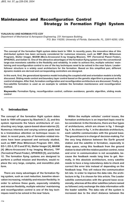 Maintenance And Reconfiguration Control Strategy In Formation Flight System Bis Shop