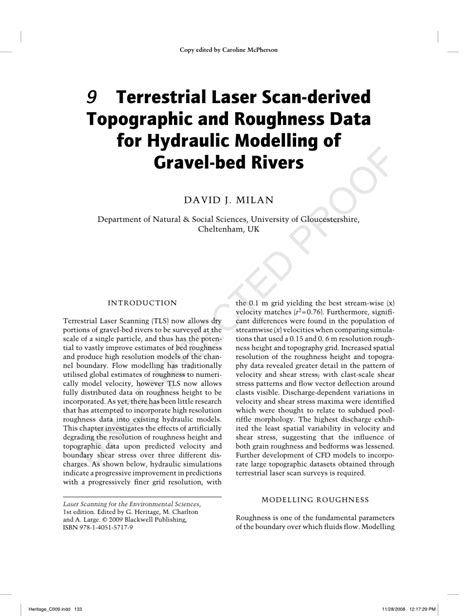 Pdf Terrestrial Laser Scan‐derived Topographic And Roughness Data For Hydraulic Modelling Of