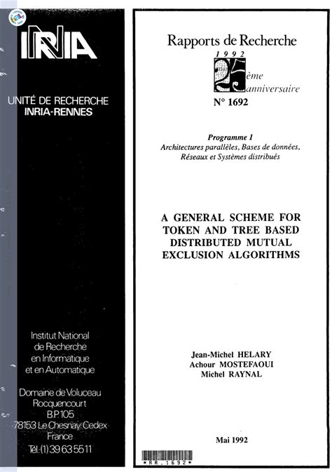 Pdf General Scheme For Token And Tree Based Distributed Mutual