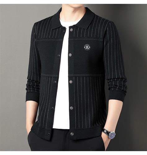 Eamt 남자 하프 코트 봄가을 포켓 가디건 스웨터 슬림핏 스트라이프 칼라넥 니트 Eung3 티몬