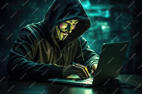 premium photo anonymous hacker typing on computer laptop hacking