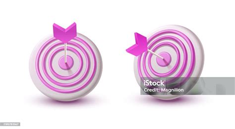 목표 달성 및 성공에 대 한 화살표가 있는 3d 핑크 대상 아이콘 벡터 일러스트 레이 션 3차원 형태에 대한 스톡 벡터 아트 및 기타 이미지 3차원 형태 개념 겨냥
