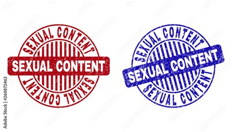Grunge SEXUAL CONTENT Round Stamp Seals Isolated On A White Background Round Seals With Grunge