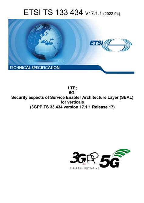 Etsi Ts 133 434 V17 1 1 2022 04 Lte 5g Security Aspects Of Service Enabler Architecture Layer