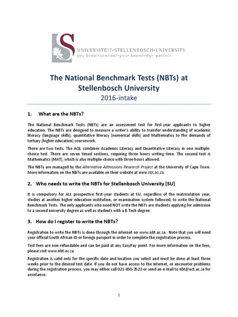 National Benchmark Test Info Pdf University And College Admission Test Assessment