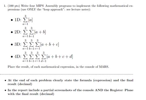Solved 1 100 Pts Write Four Mips Assembly Programs To