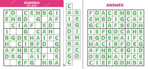 Premium Vector Green Sudoku With Nine Letters Of Flowers Game Puzzle