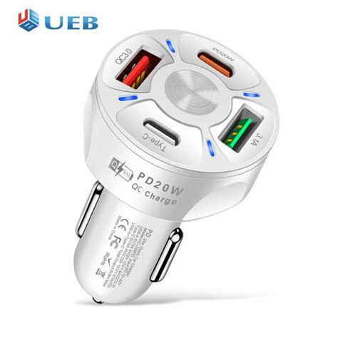 Ports Dual USB Type C PD W Car Charger Auto Quick Fast Charging Plug Adapter Lazada