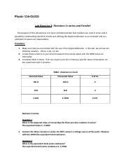 Phy Lab Exe Docx Physic OL Lab Exercise Resistors In Series And Parallel