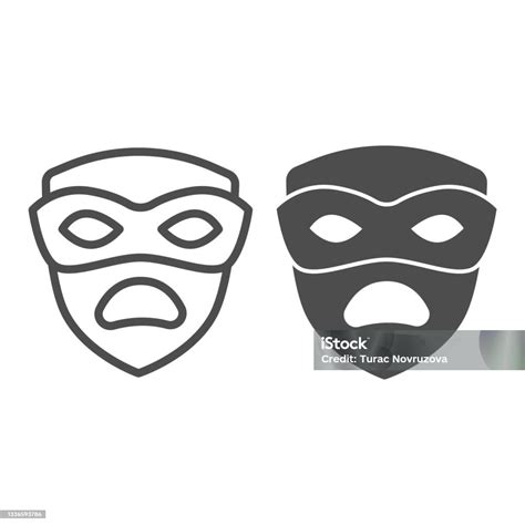 카니발 마스크 비극 마스크 슬픈 얼굴 라인과 단단한 아이콘 가면 개념 흰색 배경에 드라마 가면 벡터 기호 모바일 개념 및 웹 디자인을위한 개요 스타일 아이콘 벡터 그래픽