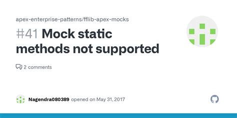 mock static methods not supported · issue 41 · apex enterprise