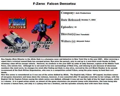 Awesome Anime F Zero Falcon Densetsu By Jcfanfics On Deviantart