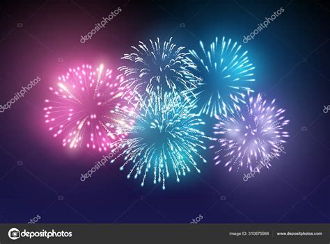 Realistic Vector Fireworks Display Stock Vector By Solarseven