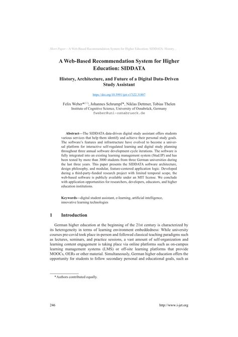 Pdf Web Based Recommendation System For Higher Education Siddata History Architecture And