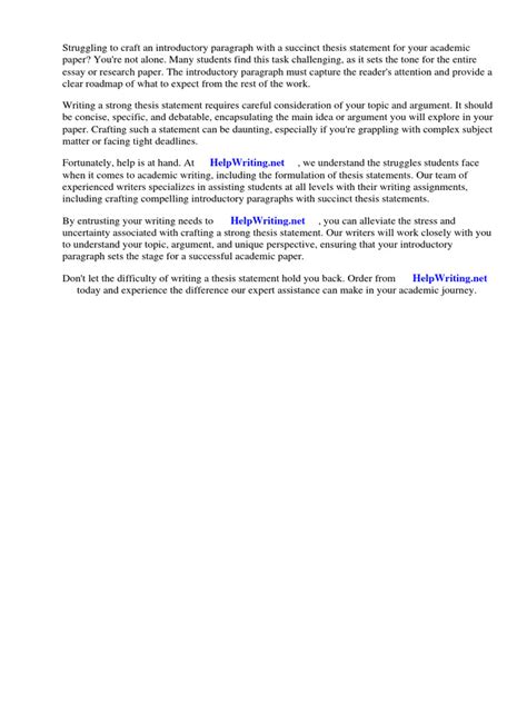 What Is An Introductory Paragraph With A Succinct Thesis Statement Pdf Thesis Essays