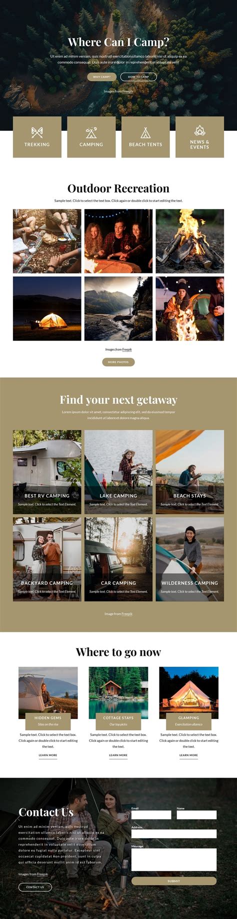 Beautiful Campsites HTML Template By Nicepage