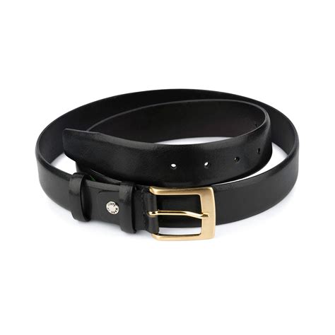 Black Leather Belt Gold Buckle