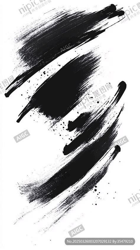 Ai创作图墨痕 笔触 纹理 黑白 背景 水墨 线条 痕迹 涂抹 艺术 抽象 图案 泼墨 油墨 手绘 昵图网