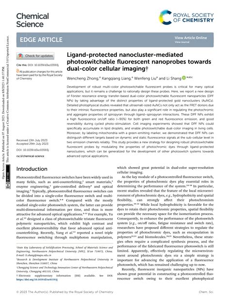 Pdf Ligand Protected Nanocluster Mediated Photoswitchable Fluorescent