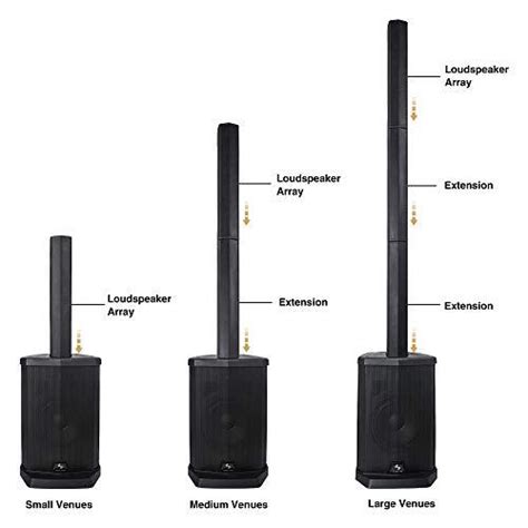 Sound Town Sistema PA DJ de columna de matriz de línea portátil con módulo de subgraves