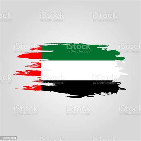 아랍에미리트 국기 Uae의 브러시 페인트 플래그 그런지 효과와 수채화가 있는 손으로 그린 스타일 일러스트레이션 그런지 질감의 아랍에미리트 국기 벡터 그림입니다 0명에 대한