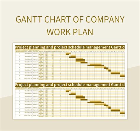 Gantt Chart Of Company Work Plan Excel Template And Google Sheets File For Free Download