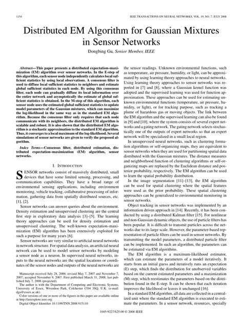 Pdf Distributed Em Algorithm For Gaussian Mixtures In Sensor Networks