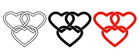 Outline Silhouette Three Heart Linked Icon Set Isolated On White