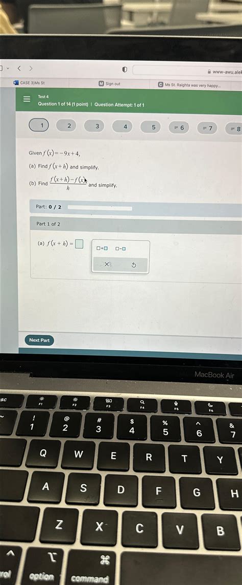 solved given f x 9x 4 a ﻿find f x h ﻿and simplify b