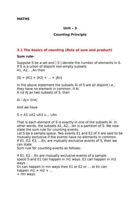 Sppu Pattern 2019 Discrete Mathematics Unit 3 MATHS Unit 3 Counting