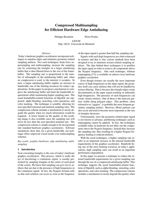 Pdf Compressed Multisampling For Efficient Hardware Edge Antialiasing