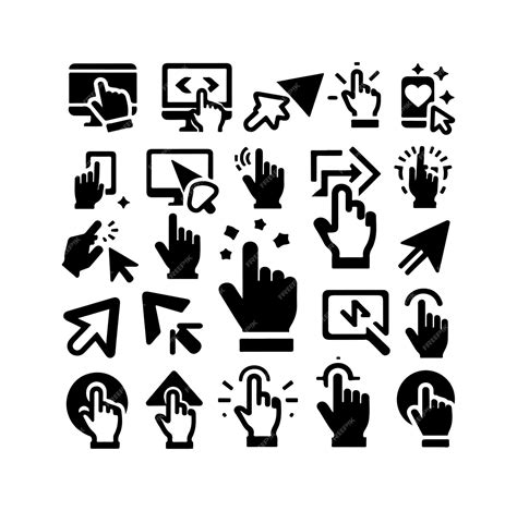 Set Of Arrow Web Cursors Set Computer Pointer Click Icon Clicking