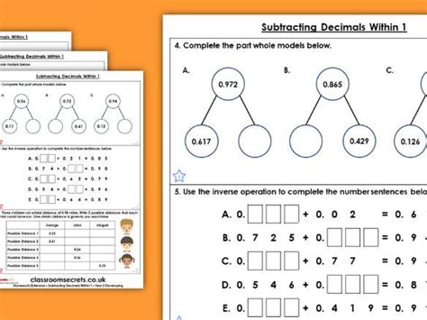 Year 5 Subtracting Decimals Within 1 Summer Block 1 Maths Homework Extension Teaching Resources
