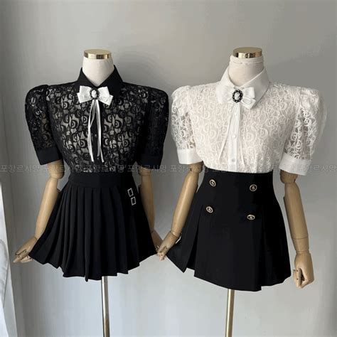 [르시앙]비타민 디 시스루 브로치 탈부착 세트 퍼프 블라우스 에이블리