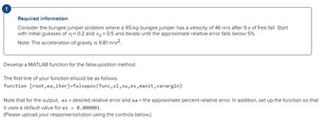 Solved Required Information Consider The Bungee Jumper Chegg