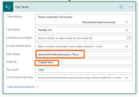 sharepoint get items and filter query in flow [part 2] gopenly