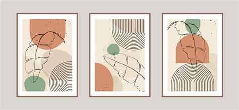 벽 장식 엽서 또는 브로셔 커버 디자인에 대한 다른 모양과 현대 추상 잎 라인 아트 배경 벡터 일러스트 디자인 검은색에 대한 스톡 벡터 아트 및 기타 이미지 Istock