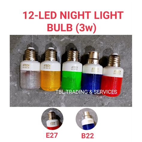 B22 E27 Led Colour Neon Bulb 12 Led 1w Night Light Bulb Bilik Tidur