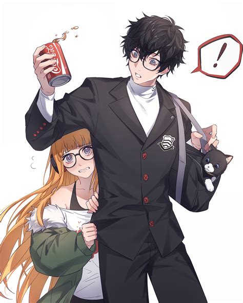 Amamiya Ren Sakura Futaba And Morgana Persona And 1 More Drawn By