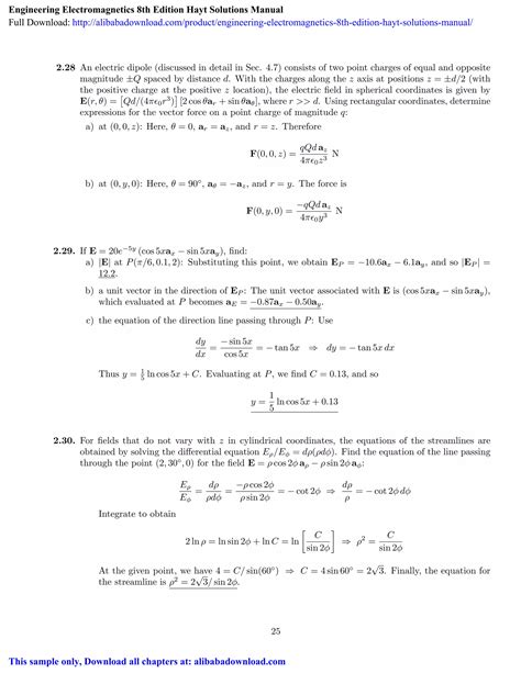 engineering electromagnetics 8th edition hayt solutions manual pdf